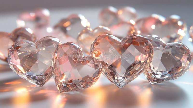 Sparkling Crystal Hearts Glimmering Softly Stock Illustration ...