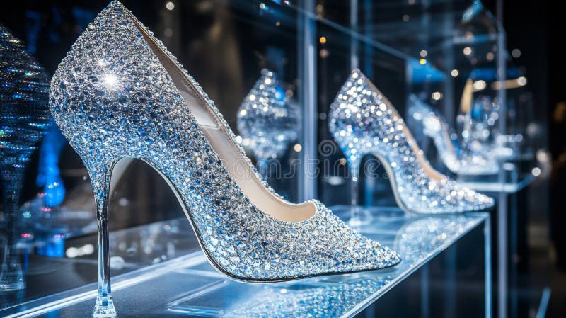 Sparkling Crystal High Heel Shoe Displayed Elegantly Stock Illustration ...