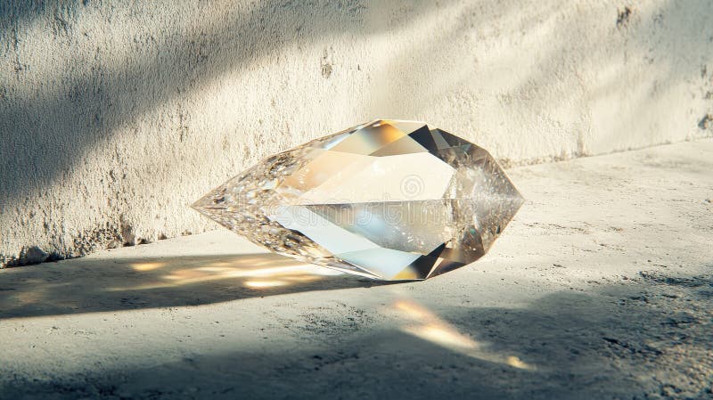 Sparkling Crystal Prism Reflecting Light on Concrete Surface in Sunlit ...