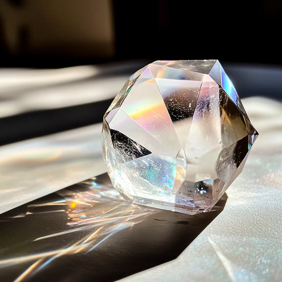 A Sparkling Crystal Prism Refracts Light, Creating Mesmerizing Patterns ...