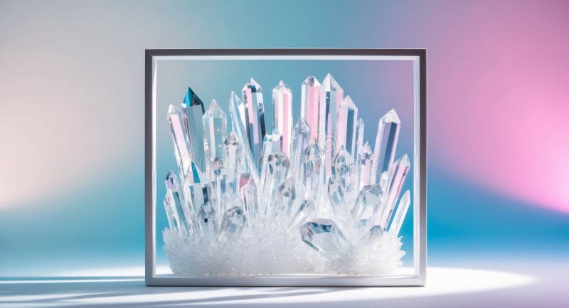 Sparkling Crystals Arranged in a Frame on a Gradient Background. Stock ...