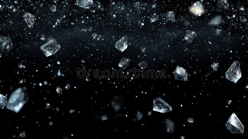 Sparkling Crystals Floating in Dark Space Background Stock Image ...