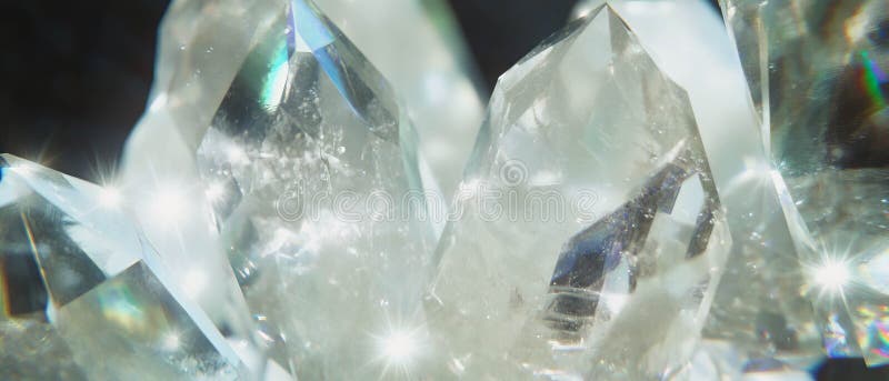 Sparkling Crystals with Geometric Shapes Reflecting Light in a Dark ...