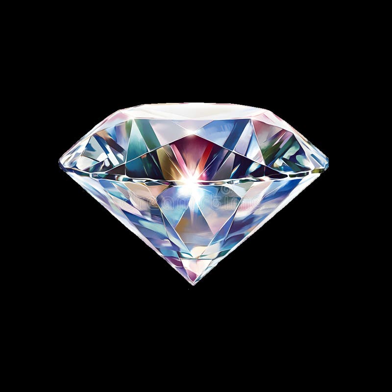 Sparkling Cut Diamond Gemstone Prism Reflection Black Background Stock ...