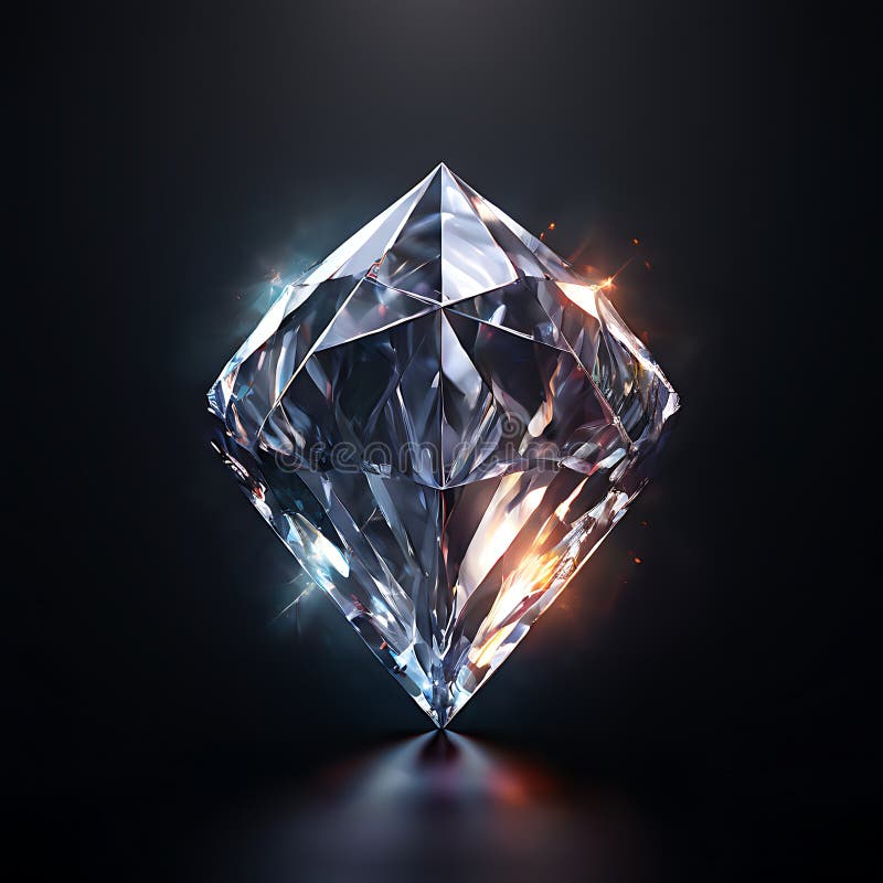 Sparkling Diamond on Black Background Stock Photo - Image of reflection ...