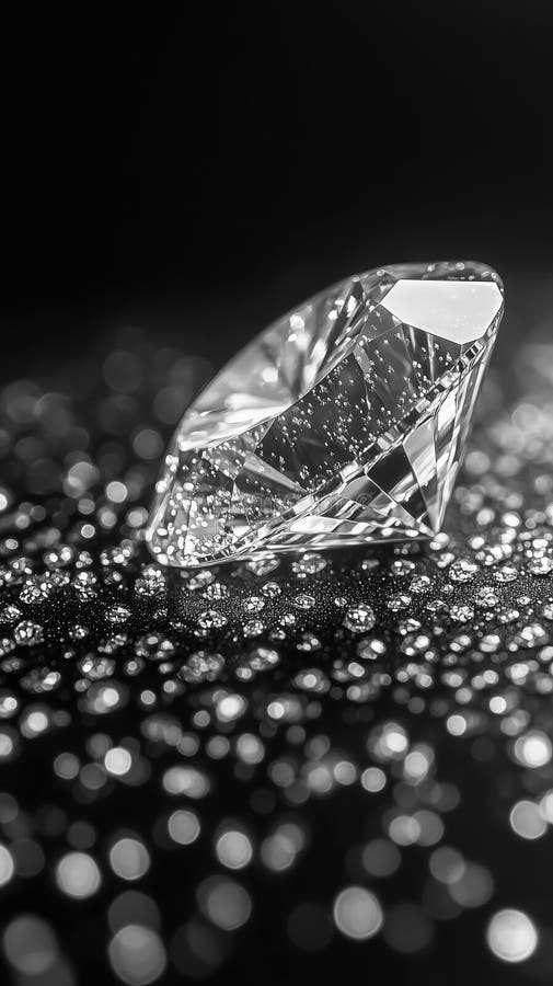 Sparkling Diamond on a Black Background with a Shimmering Texture Stock ...