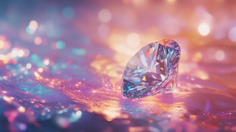 Sparkling Diamond on Colorful Surface Reflecting Light, Radiant ...