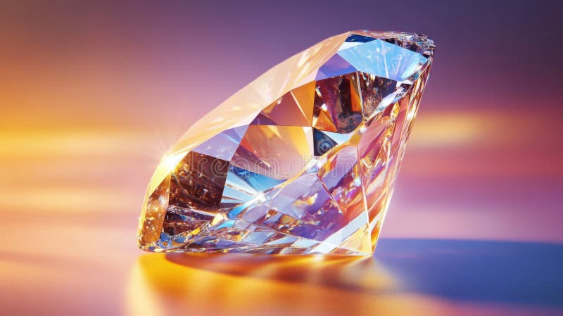 Sparkling Diamond Gemstone Reflecting Warm Light Stock Illustration ...