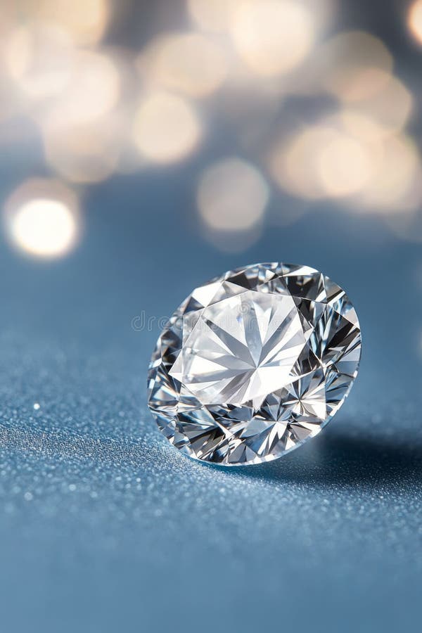 Sparkling Diamond Glistens Atop a Sparkling Surface in a Softly Lit ...