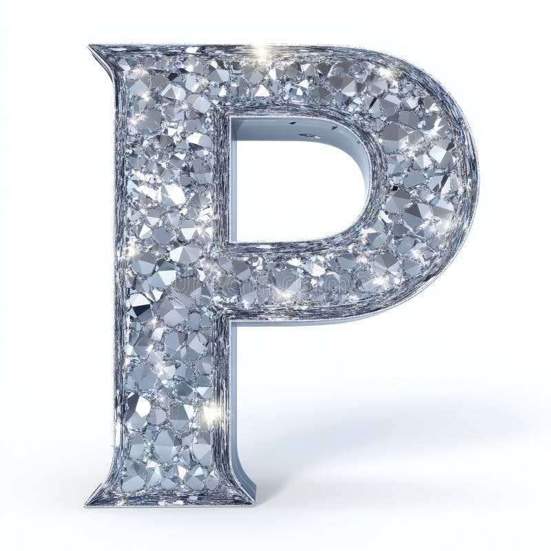 A Sparkling, Diamond-like Letter "P" Designed with a Glittering Effect ...