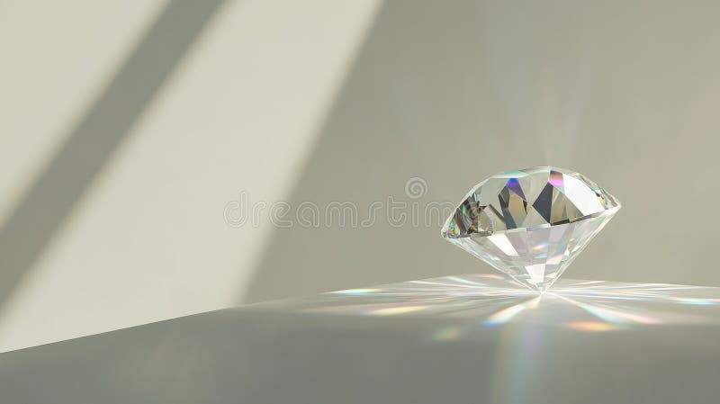 Sparkling Diamond Reflecting Light Beams on Elegant Surface Stock Image ...
