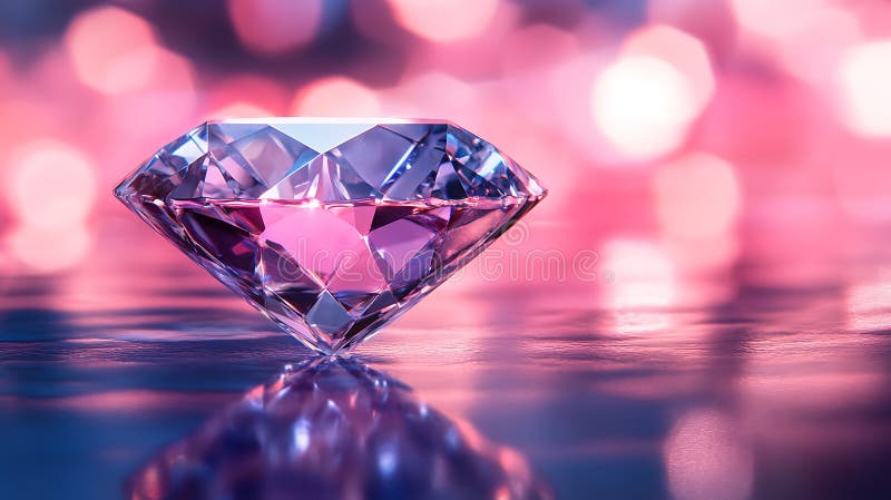 Sparkling Diamond on a Reflective Surface Stock Illustration ...