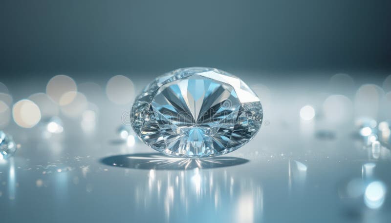 Sparkling Diamond on Reflective Surface Stock Photo - Image of diamond ...