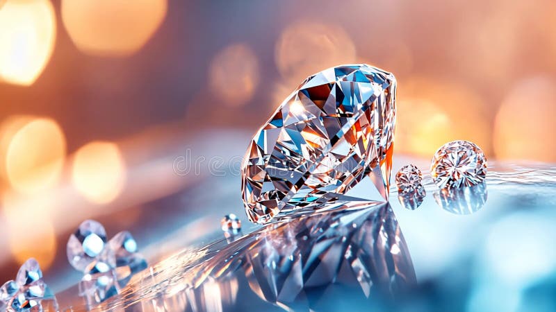 Sparkling Diamond on Reflective Surface: Luxury and Elegance in ...