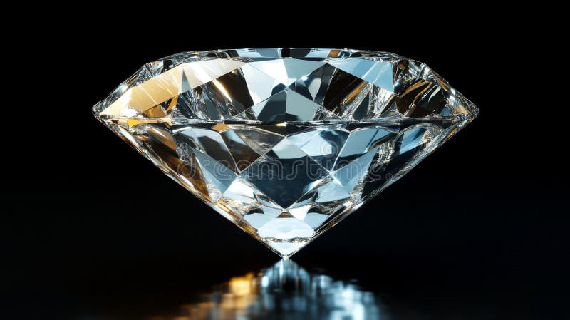 A Sparkling Diamond Reflects Light on Black Background Stock ...
