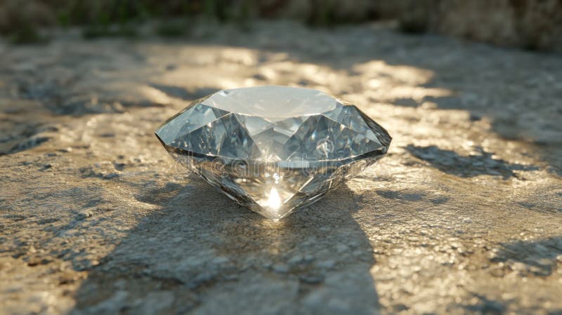 Sparkling Diamond Resting on Rough Stone Surface Stock Illustration ...