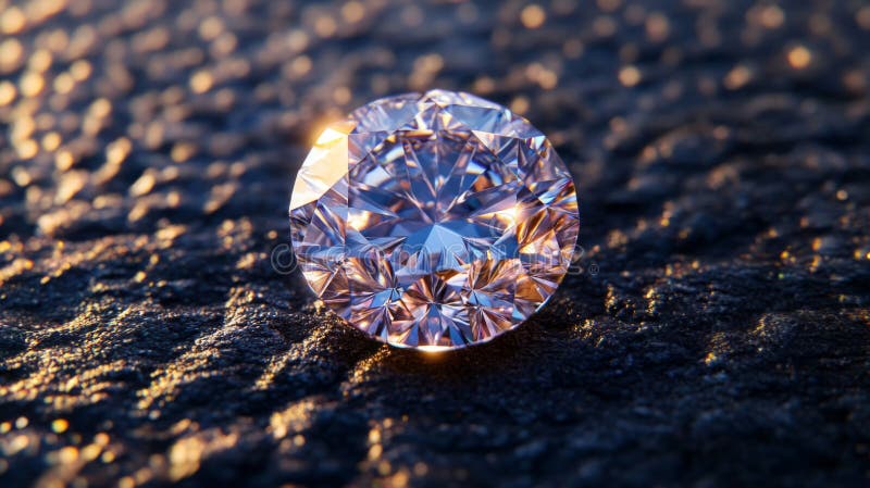 Sparkling Diamond Rests on Dark Textured Surface Stock Illustration ...