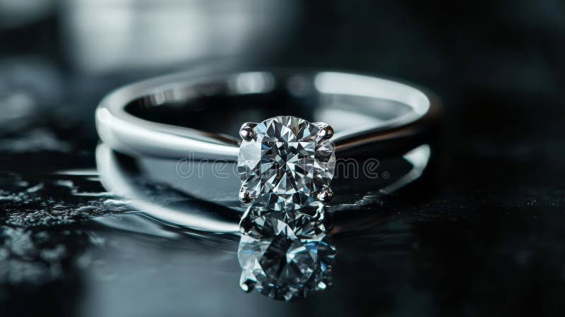 Sparkling Diamond Ring Dark Reflective Surface Stock Photos - Free ...