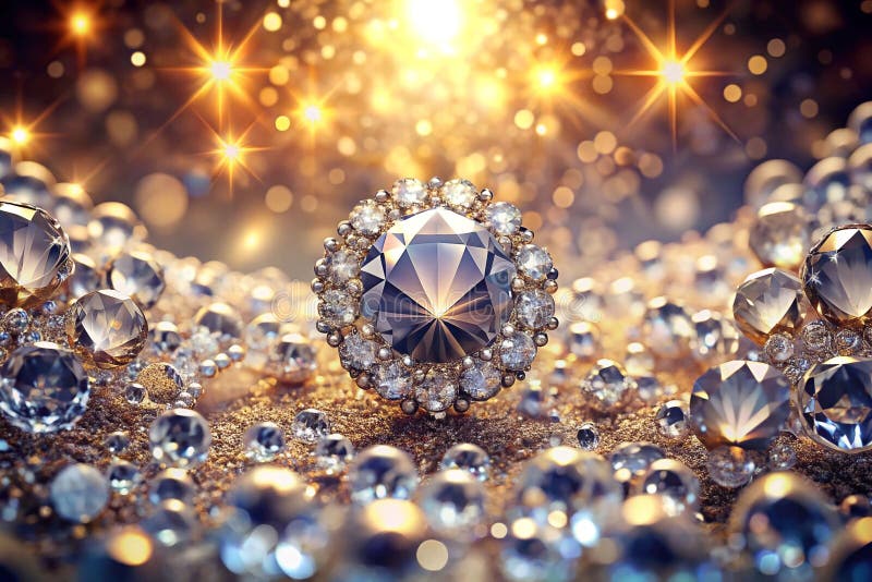 Sparkling Diamond Ring among Gemstones Stock Illustration ...