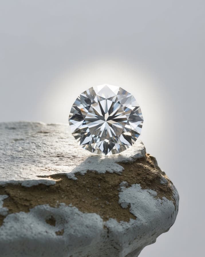 Sparkling Diamond on Rocky Surface with Glowing Light. Stock Photo ...