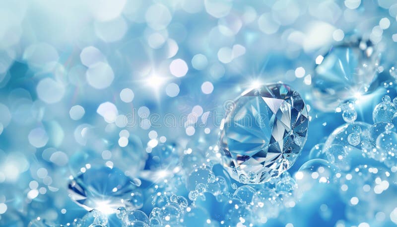 Sparkling Diamond on Soft Pastel Backdrop. Abstract Blue Diamond ...