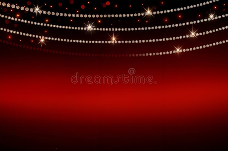 Sparkling Diamond Strings on Red Background Stock Illustration ...
