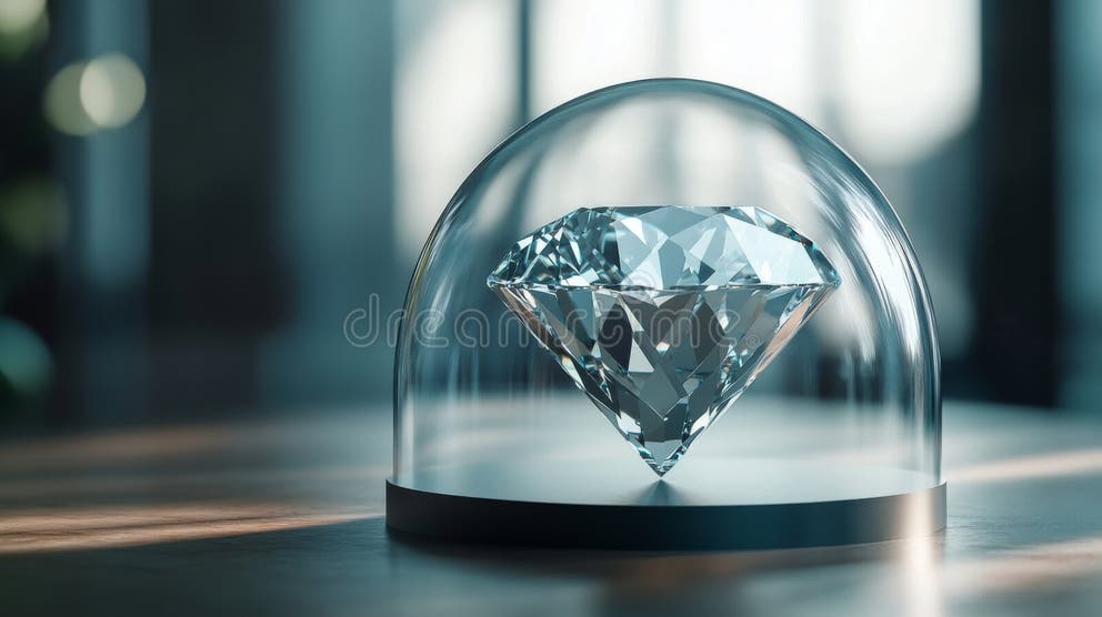 Sparkling Diamond Under Glass Dome Protection Stock Illustration ...