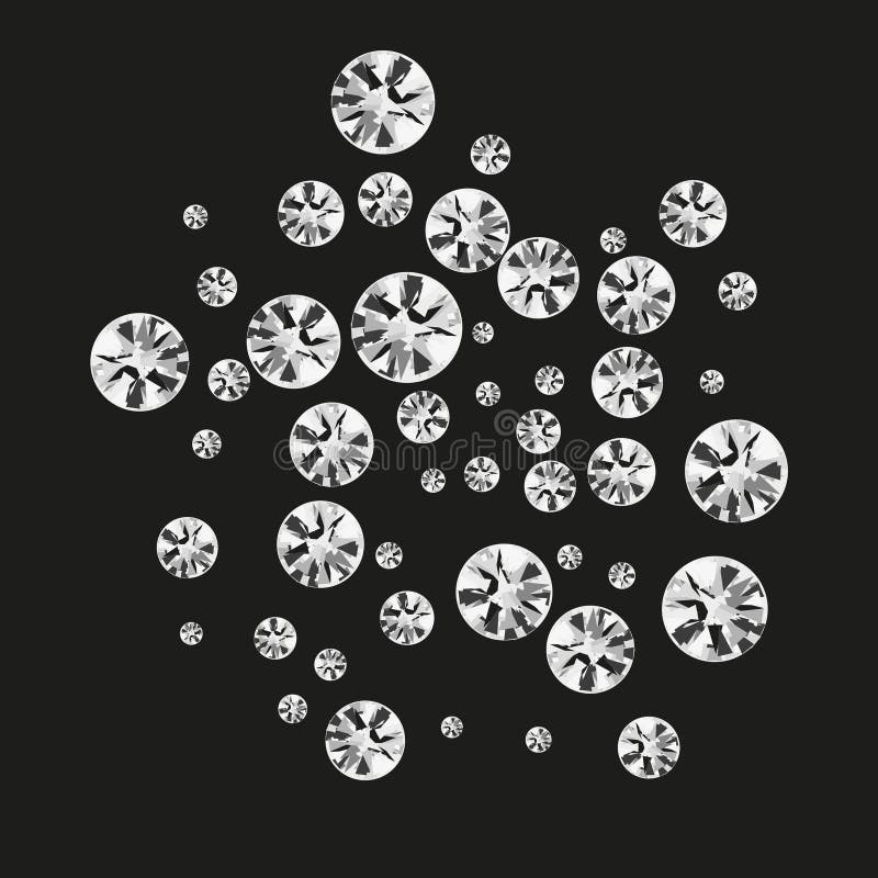 Sparkling Diamonds on Black Background Vector Collection Stock Vector ...