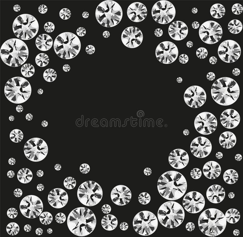 Sparkling Diamonds on Black Background Vector Collection Stock Vector ...
