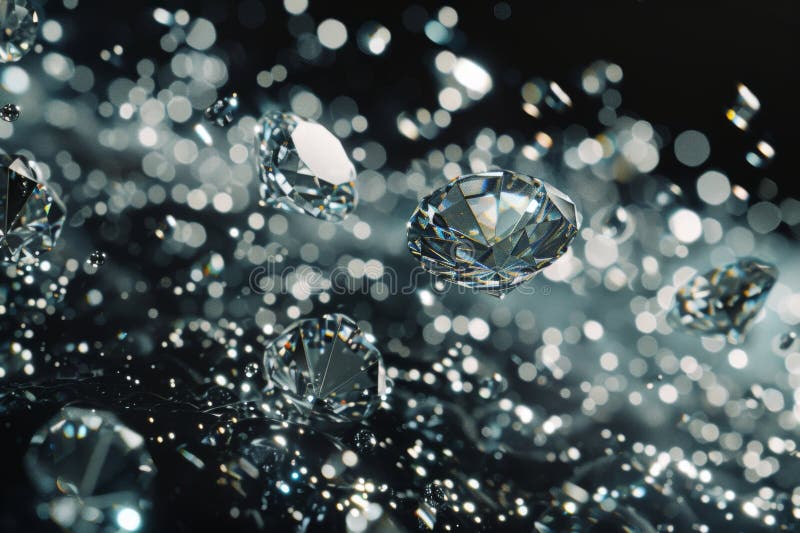 Sparkling Diamonds Cascade Amidst a Shimmering Backdrop of Light and ...