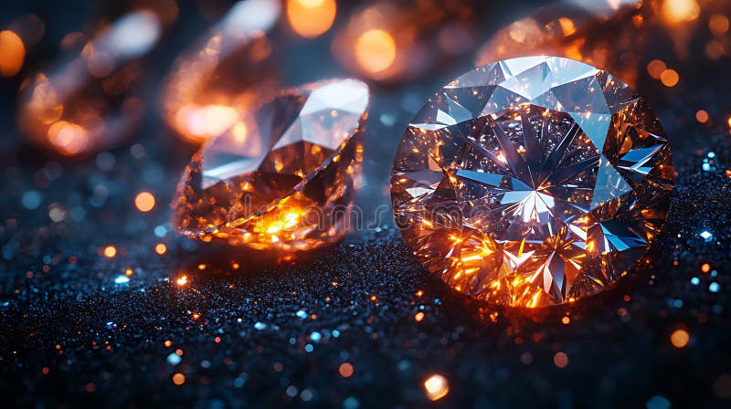 Sparkling Diamonds, Dark Background, Luxury Ad Stock Illustration ...