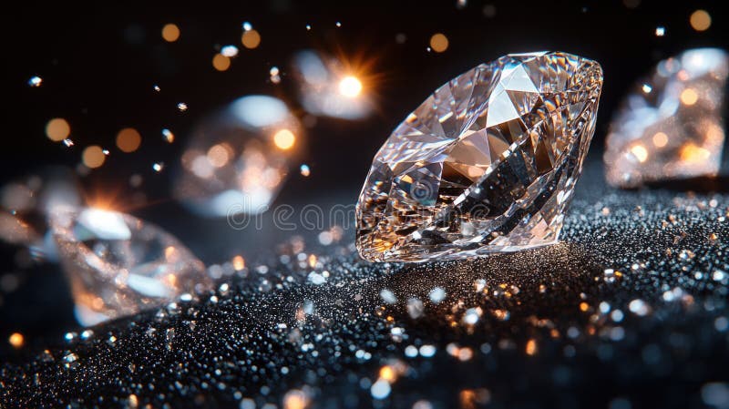 Sparkling Diamonds on a Dark Surface Stock Illustration - Illustration ...