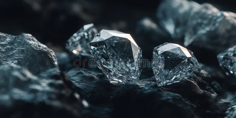 Sparkling Diamonds on Dark Surface with Dramatic Lighting Concept Stock Image - Image of ...