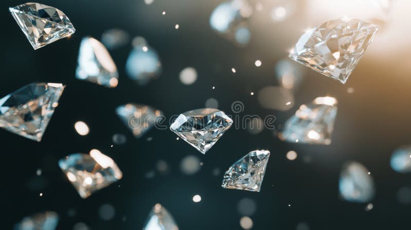 Sparkling Diamonds Falling through Dark Air Stock Image - Image of ...