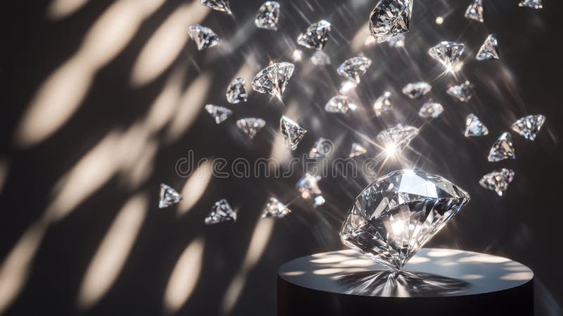 Sparkling Diamonds Falling Onto Display Stand Stock Illustration ...