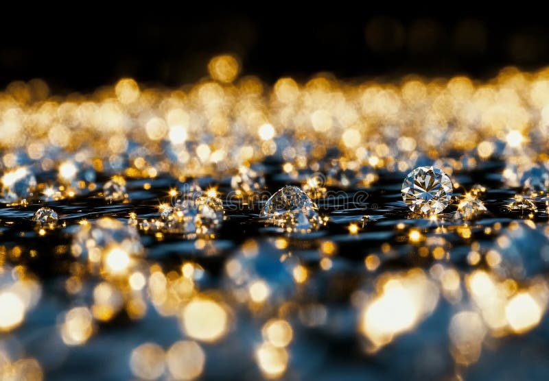 Sparkling Diamonds Floating on Water Stock Illustration - Illustration ...