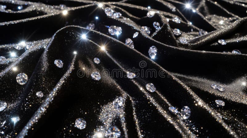 Sparkling Diamonds Scattered on a Luxurious Black Fabric with Ample ...