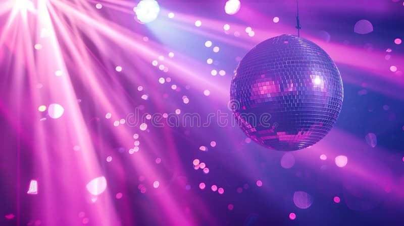 Sparkling Disco Ball Illuminates With Pink And Purple Lights A Vibrant