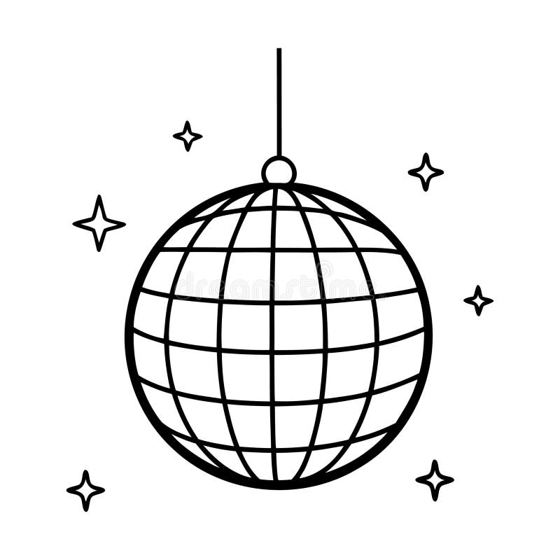 Sparkling Disco Ball Line Art Vector Doodle Stock Vector - Illustration ...