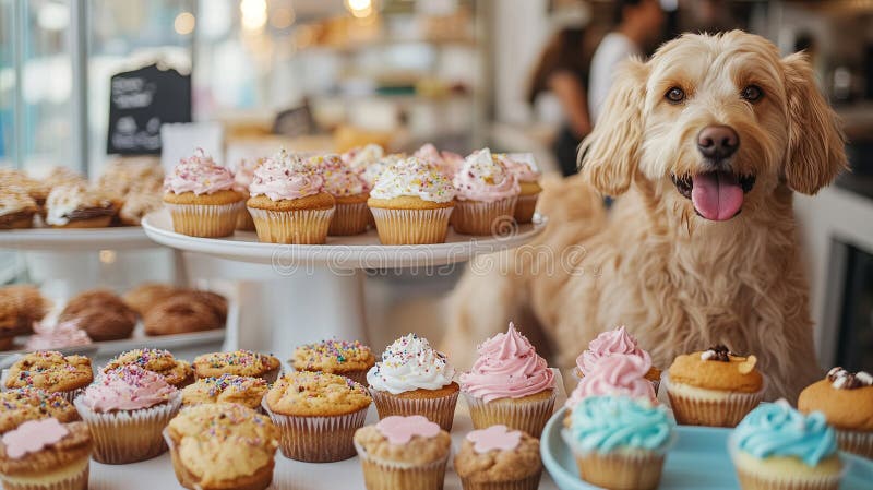 A Sparkling Dog Bakery with Trays of Decorated Dog-friendly Cupcakes ...