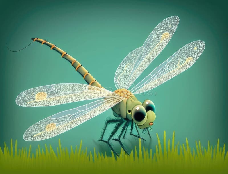 A Sparkling Dragonfly Darting Gracefully Across a Meadow. Cute Creature ...