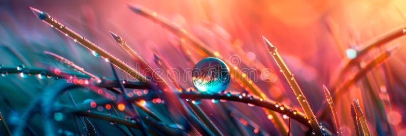 Sparkling Drop of Water on a Blade of Grass, Capturing the Refraction ...