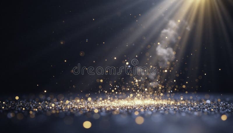 Sparkling Dust Particles Dance Amidst Elegant Grey Sparkle Rays, Stage ...