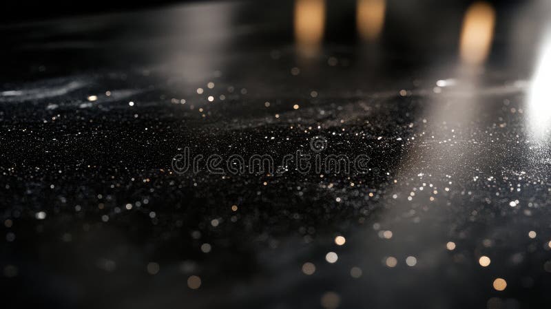 Sparkling Dust Particles on a Dark Surface with Light Reflections Stock ...