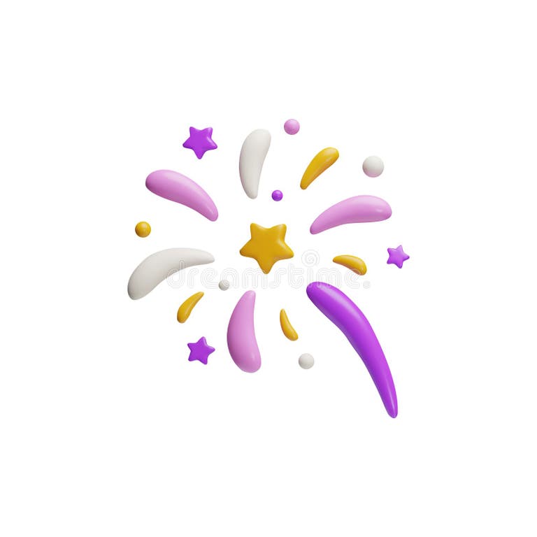Sparkling Firework Explosion, Vector Firecracker 3D Plastic Style ...