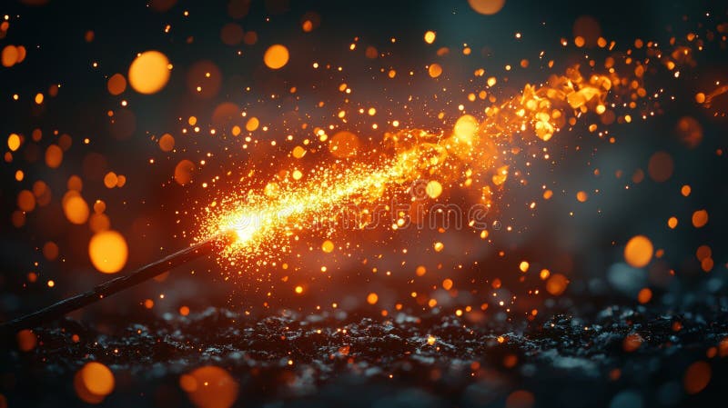 Sparkling Firework Trail with Glowing Particles in a Dark Background at ...