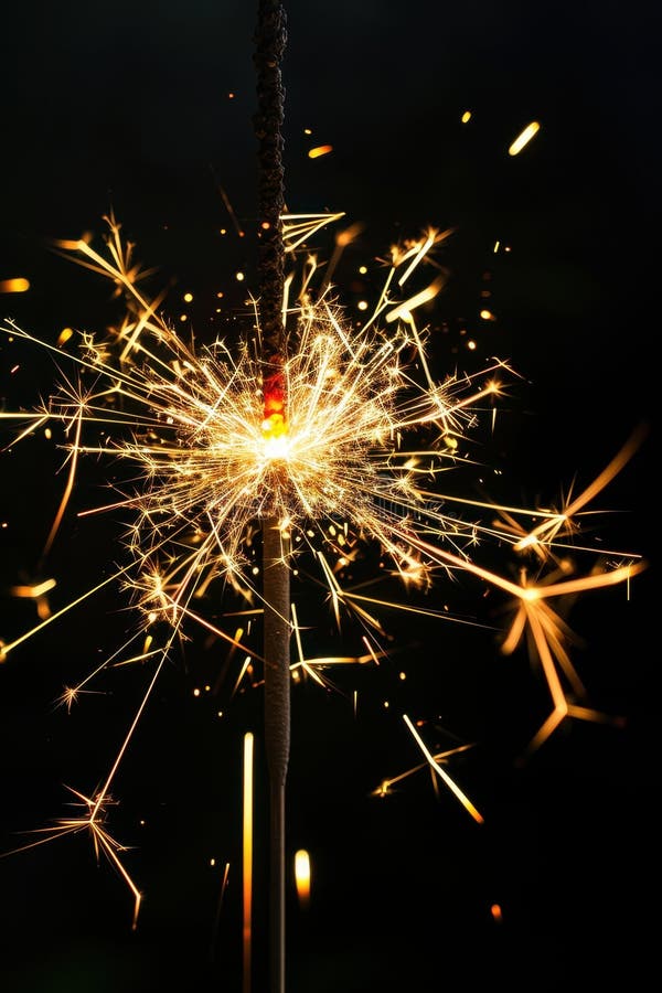 Sparkling Fireworks Display in the Night Sky Stock Illustration ...