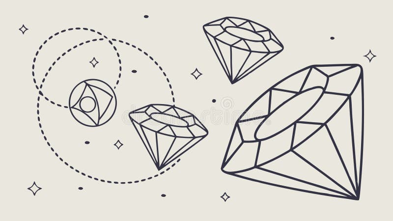 Sparkling Floating Diamonds, Outlines, Vector Design Generative AI ...