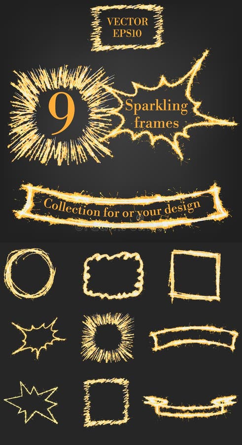 Sparkling Frames Collection 2 for Design . Set Made of Sparkler ...