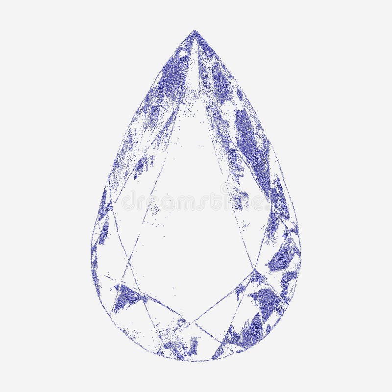 Sparkling Gem Hand Drawn Vector Illustration. Halftone Dot Effect ...